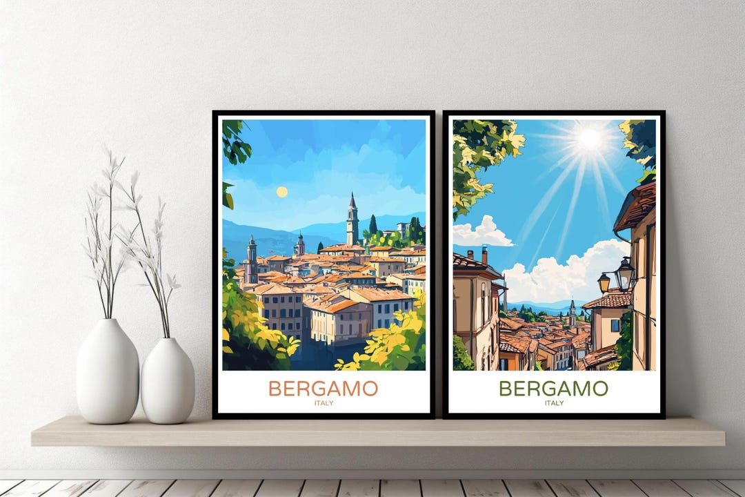 Bergamo Italy Poster Travel Print Bergamo Alps Lombardy Milan Canvas ...