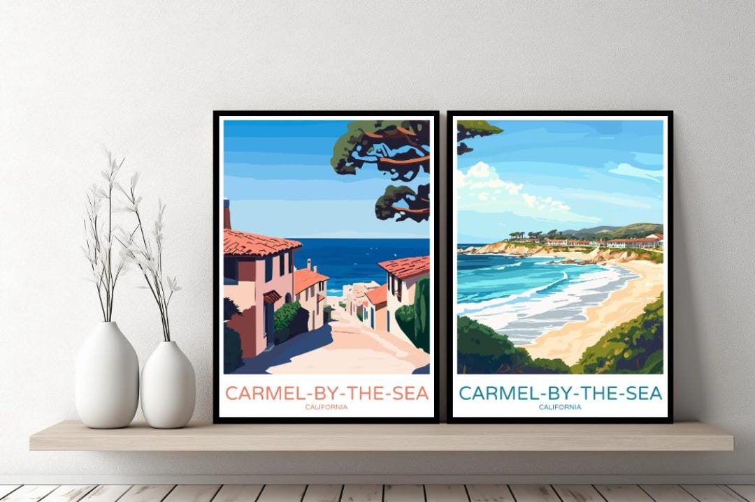 Carmel-by-the-sea California Poster Travel Print Carmel Monterey Canvas ...
