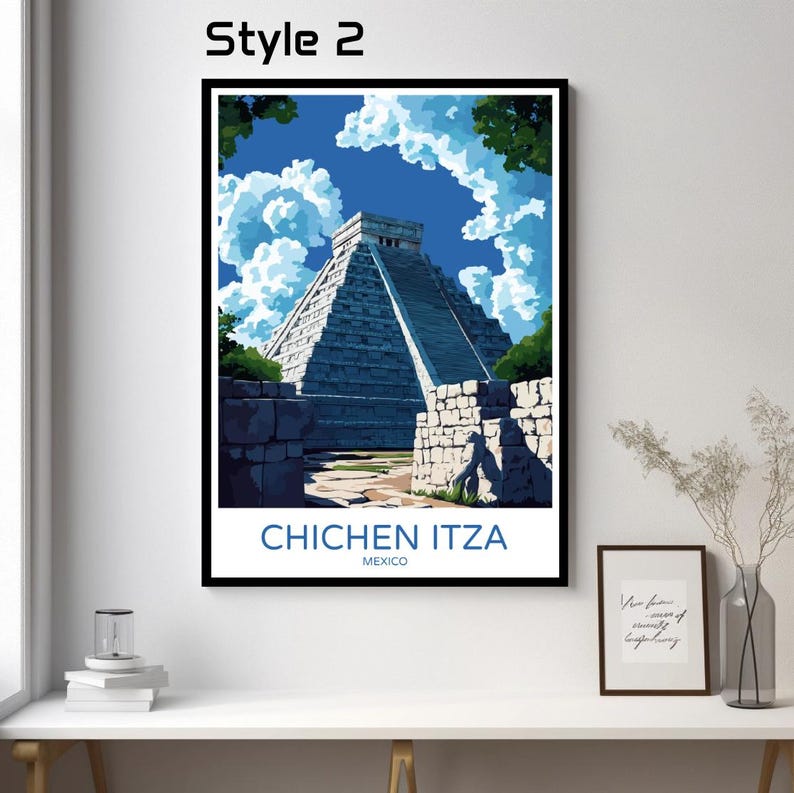 Chichen Itza Mexico Poster Travel Print Mexico Chichen Itza Maya City ...