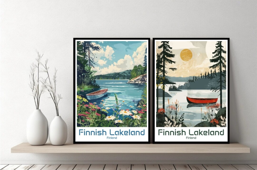 Finnish Lakeland Poster Travel Print Finland Finnish Lake Canvas Poster ...