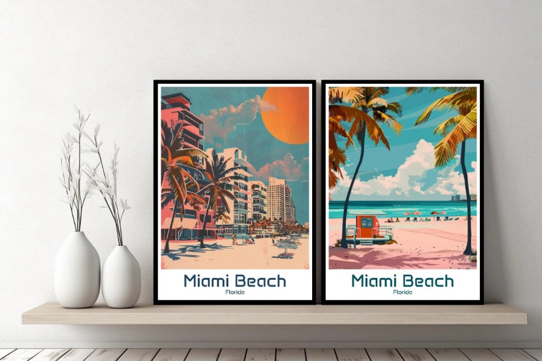 Miami Beach Florida Poster Travel Print Miami Florida Canvas Poster ...