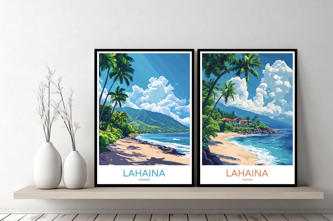 Lahaina Hawaii Poster Travel Print Hawaii Lahaina Beach Maui County ...
