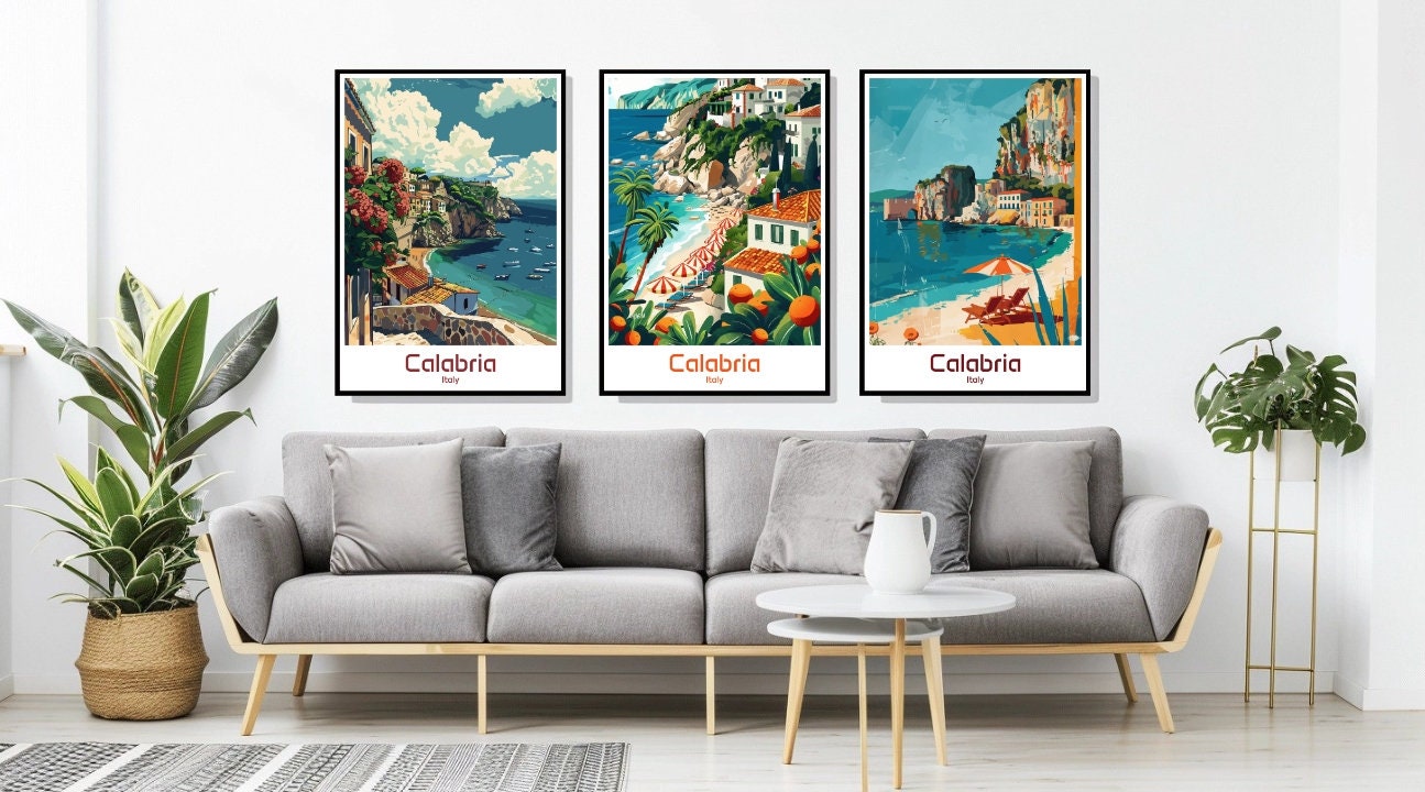 Calabria Italy Travel Poster Print Hurghada Italian Boot Canvas Poster ...