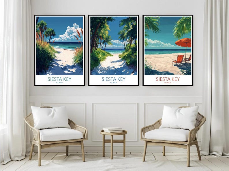 Siesta Key Florida Poster Travel Print Siesta Key Beach Roberts Bay ...