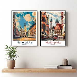Marienplatz Munich Poster Travel Print Germany Marienplatz Canvas ...