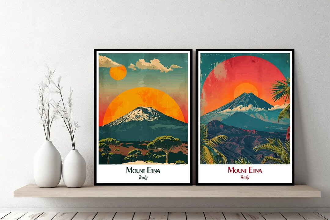 Mount Etna Italy Poster Travel Italy Mount Etna Print Canvas Poster ...
