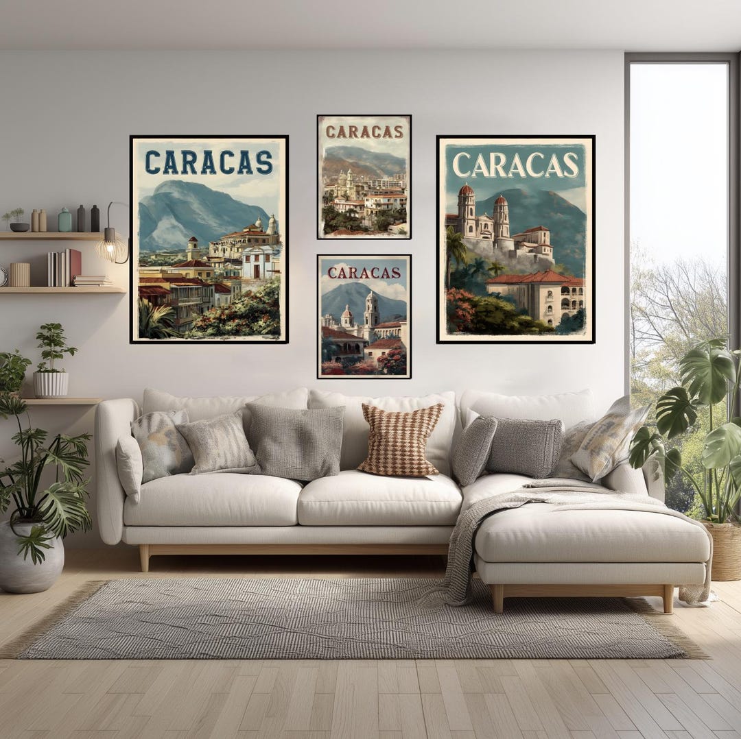 Vintage Travel Poster of Caracas Venezuela With Romantic Retro Style ...