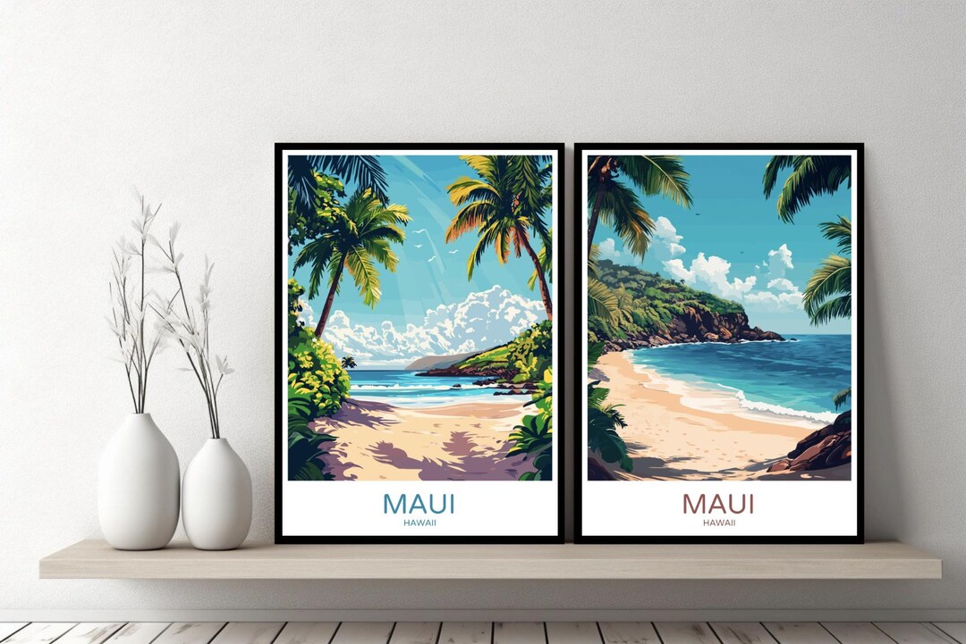 Maui Hawaii Poster Travel Print Maui County Hawaii Nature Ocean Beach ...