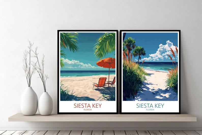 Siesta Key Florida Poster Travel Print Siesta Key Beach Roberts Bay ...