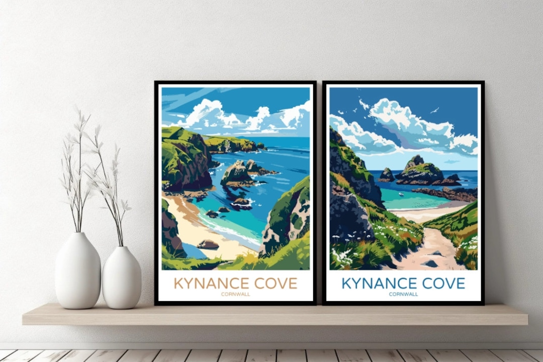 Kynance Cove Cornwall Poster Travel Print Kynance Cove Lizard Point ...