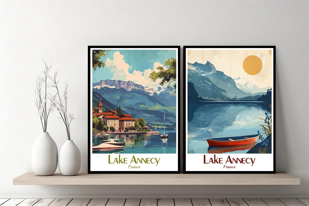 Lake Annecy France Poster Travel France Lake Annecy Print Canvas Poster ...