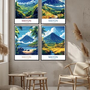 Mayon Volcano Philippines Poster Travel Print Mayon Albay Canvas Wall ...