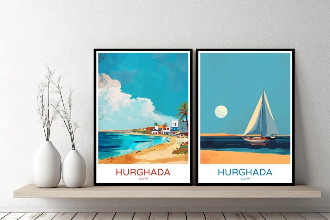 Hurghada Egypt Poster Travel Print Egypt Hurghada Giza Pyramid Memphis ...