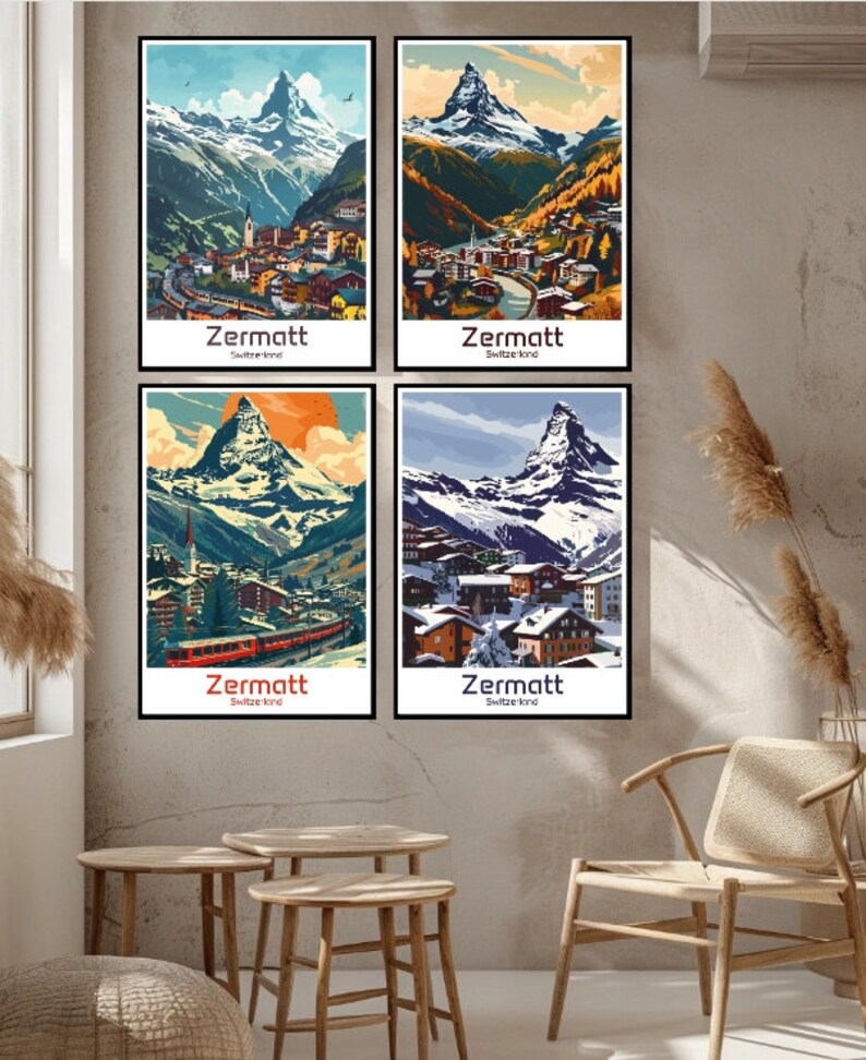 Zermatt Matterhorn Poster Travel Print Switzerland Zermatt Canvas ...