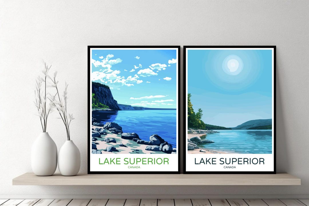 Lake Superior Canada Poster Travel Print Superior Great Lakes Glacial ...