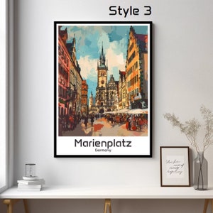 Marienplatz Munich Poster Travel Print Germany Marienplatz Canvas ...