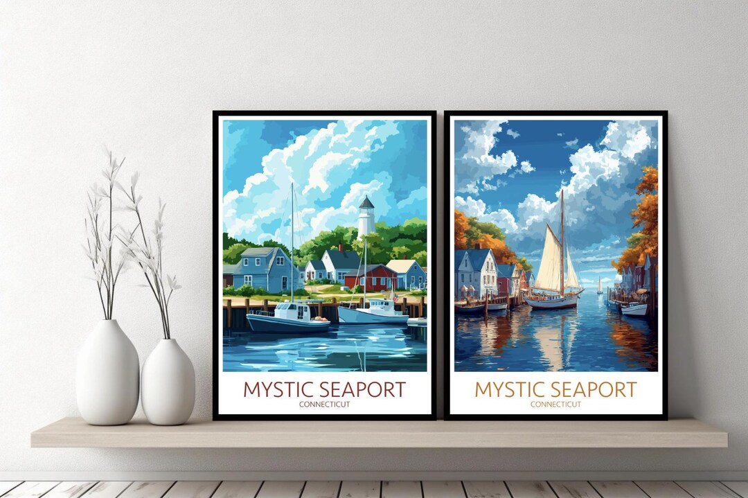 Mystic Seaport Connecticut Poster Travel Print Museum Mystic United ...