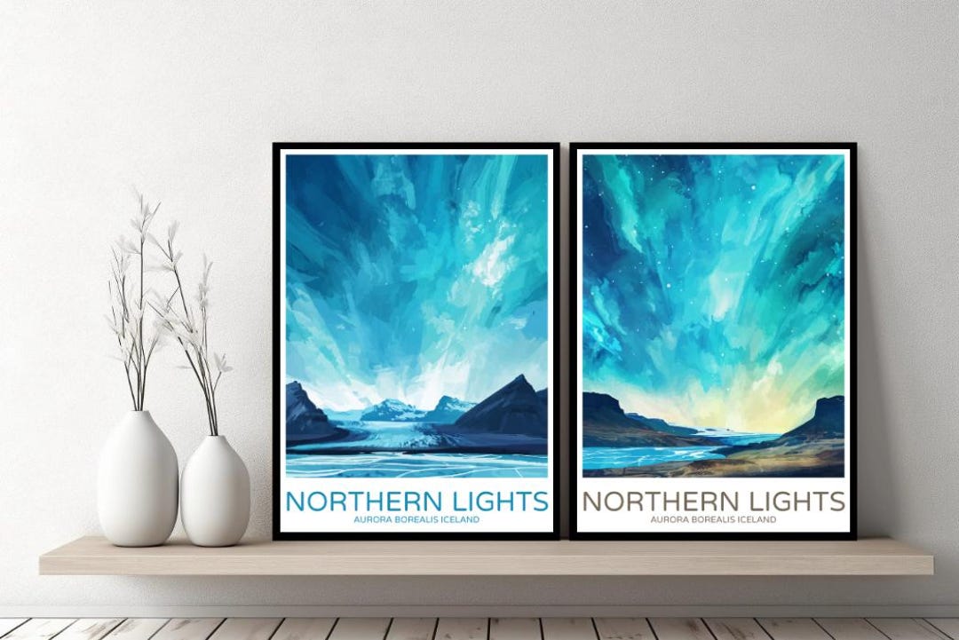 Northern Lights Aurora Borealis Poster Travel Print Northern Lights ...