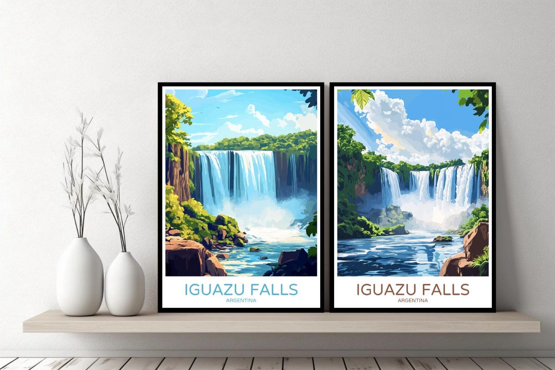 Iguazu Falls Argentina Poster Travel Print Iguazu River Misiones Canvas ...