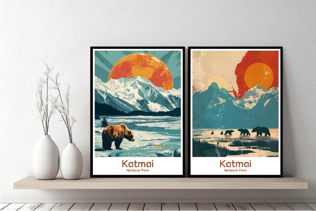 Katmai National Park Poster Travel Print Katmai Park Canvas Wall Poster ...