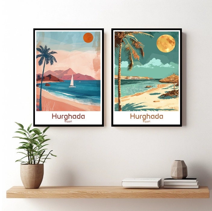 Hurghada Egypt Travel Poster Print Hurghada City Red Sea Canvas Poster ...