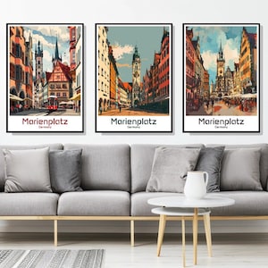 Marienplatz Munich Poster Travel Print Germany Marienplatz Canvas ...