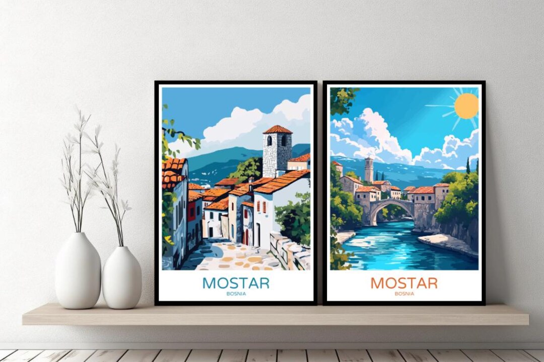 Mostar Bosnia and Herzegovina Poster Travel Print Mostar Stari Most ...