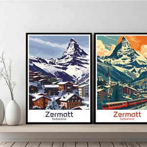 Zermatt Matterhorn Poster Travel Print Switzerland Zermatt Canvas ...