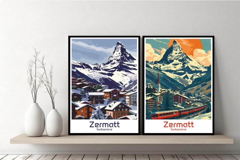 Zermatt Matterhorn Poster Travel Print Switzerland Zermatt Canvas ...