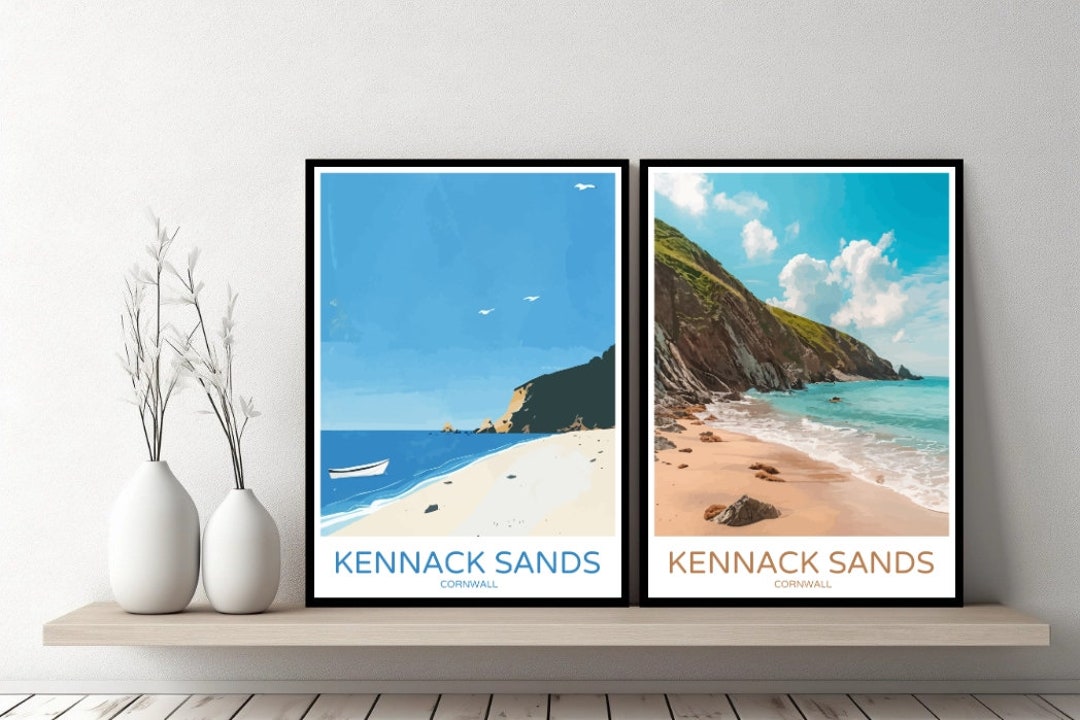 Kennack Sands Beach Cornwall Poster Travel Print Kennack Sands Beach ...