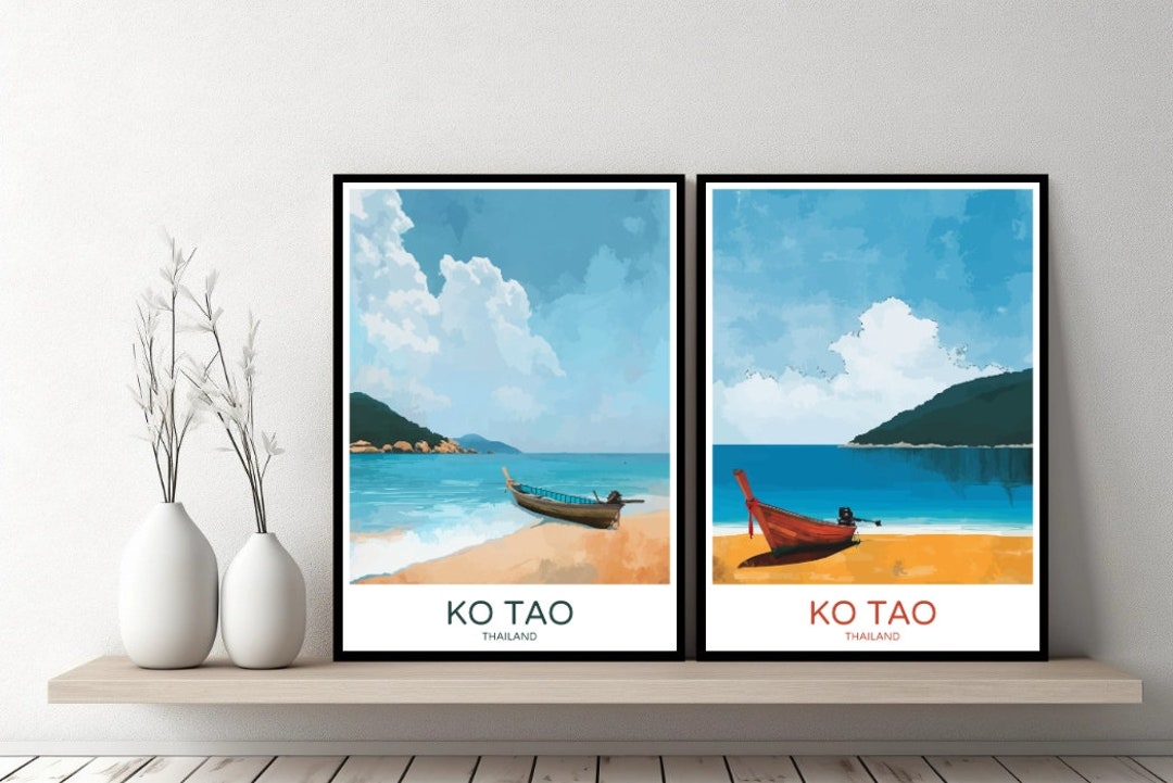 Ko Tao Thailand Poster Travel Print Chumphon Archipelago Ko Tao Canvas ...