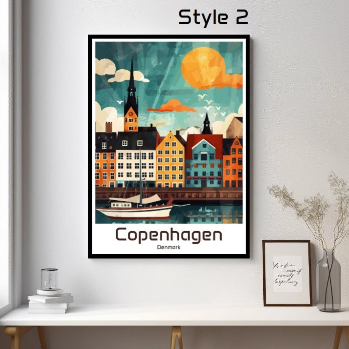 Copenhagen Poster Travel Denmark Copenhagen Print Canvas Poster ...