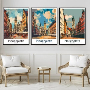 Marienplatz Munich Poster Travel Print Germany Marienplatz Canvas ...
