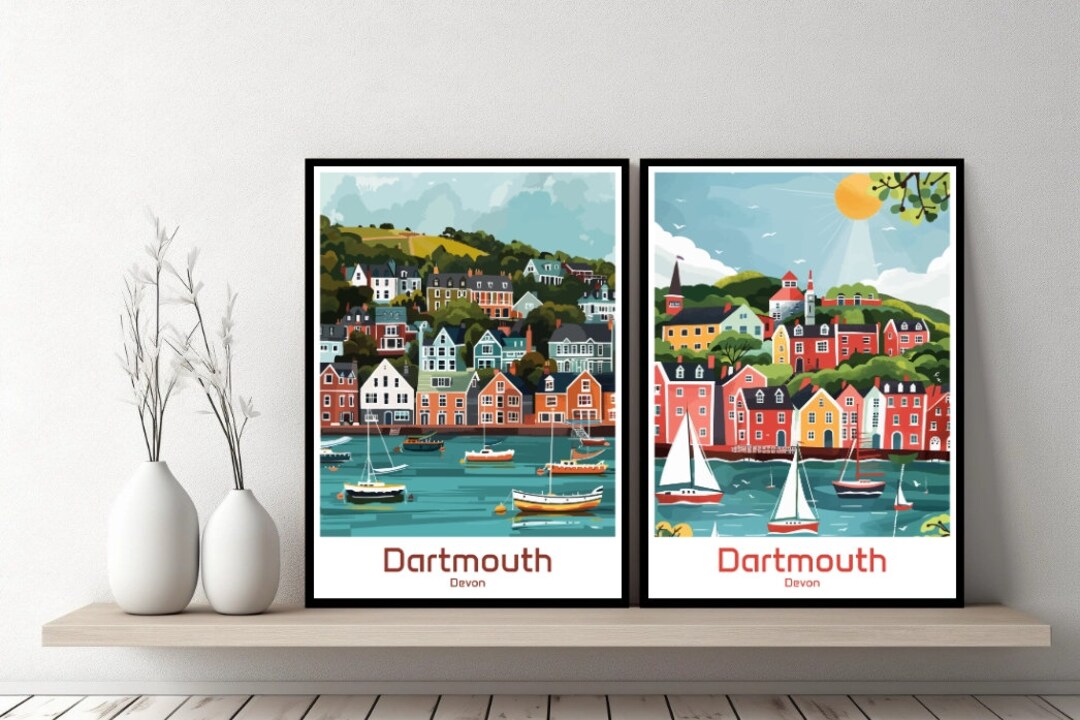 Dartmouth Devon Poster Travel Print England Dartmouth Canvas Poster ...