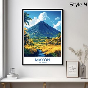 Mayon Volcano Philippines Poster Travel Print Mayon Albay Canvas Wall ...