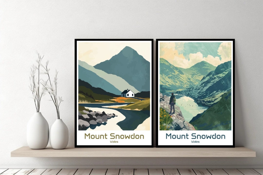 Mount Snowdon Wales Poster Travel Print Wales Mount Snowdon Canvas Wall ...