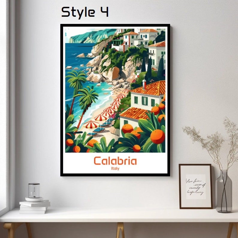 Calabria Italy Travel Poster Print Hurghada Italian Boot Canvas Poster ...