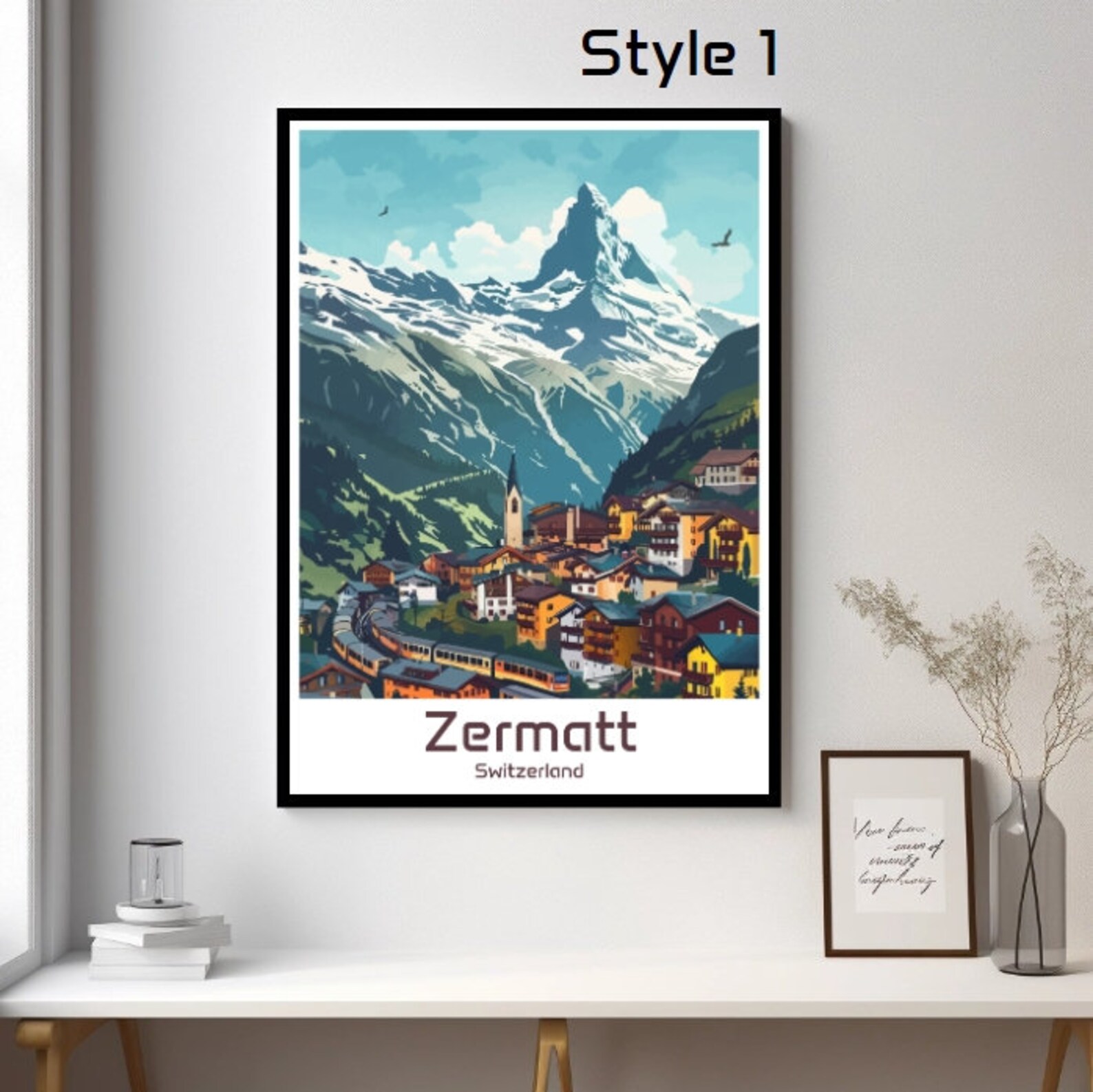 Zermatt Matterhorn Poster Travel Print Switzerland Zermatt Canvas ...
