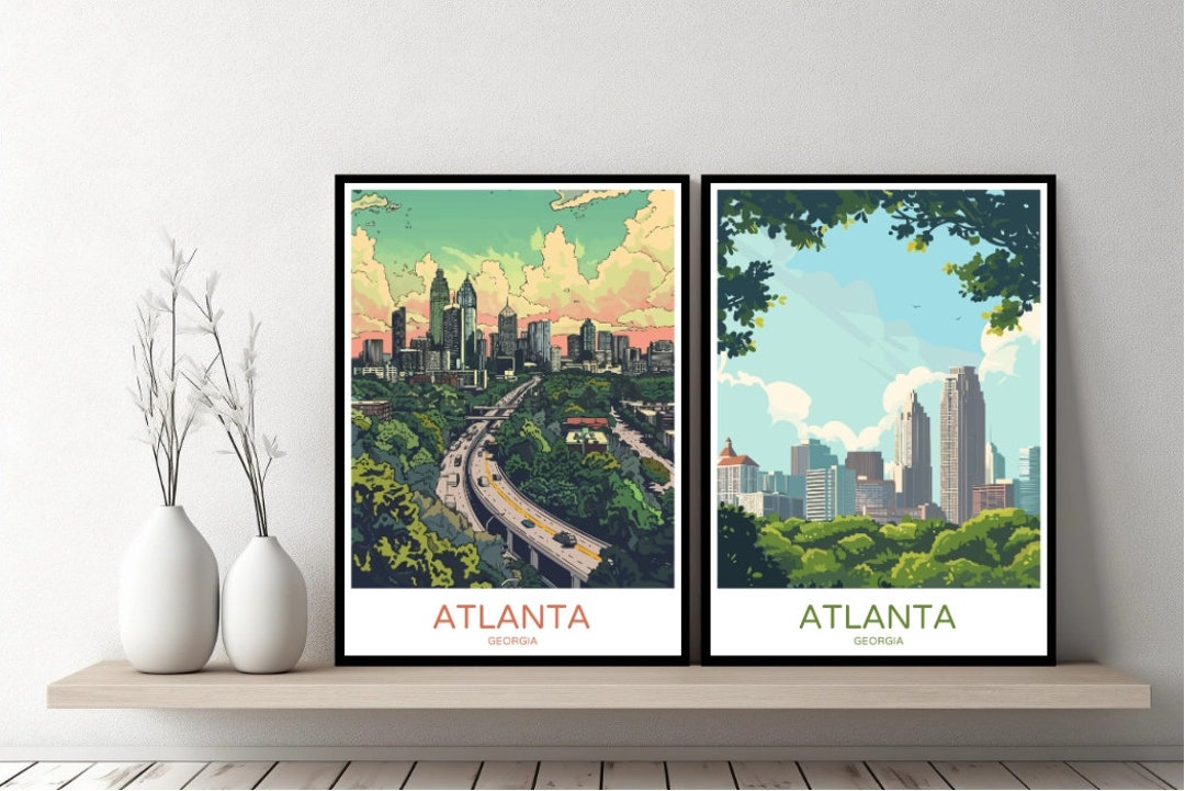 Atlanta Cityscape Georgia Poster Travel Print Atlanta United States ...