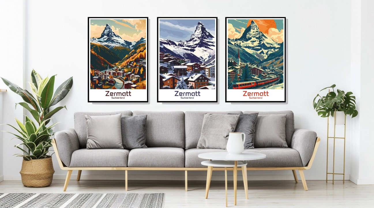 Zermatt Matterhorn Poster Travel Print Switzerland Zermatt Canvas ...