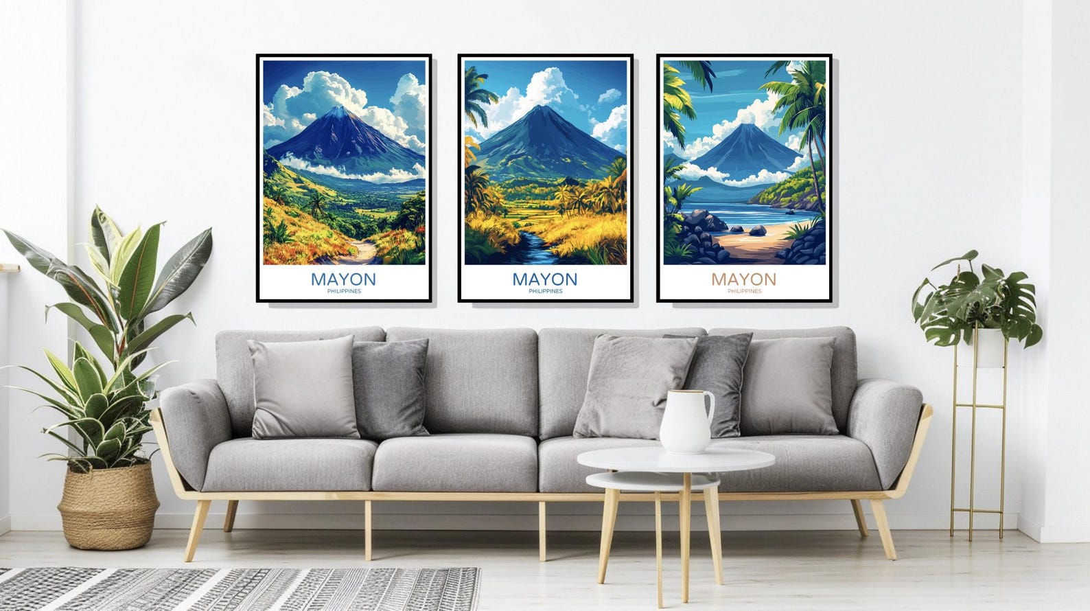 Mayon Volcano Philippines Poster Travel Print Mayon Albay Canvas Wall ...