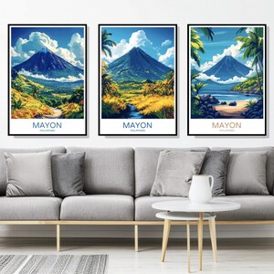 Mayon Volcano Philippines Poster Travel Print Mayon Albay Canvas Wall ...