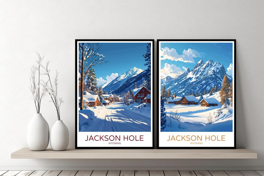 Jackson Hole Wyoming Poster Travel Print Jackson Hole Ski Resort Teton ...