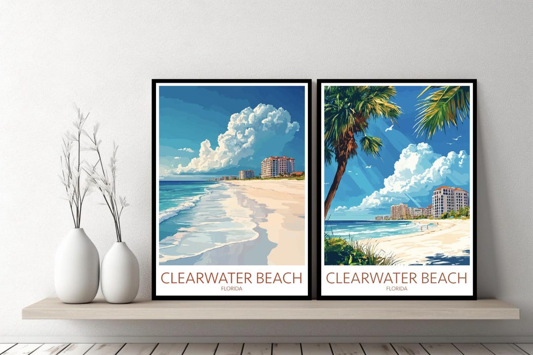 Clearwater Beach Florida Poster Travel Print Clearwater Beach Gulf ...
