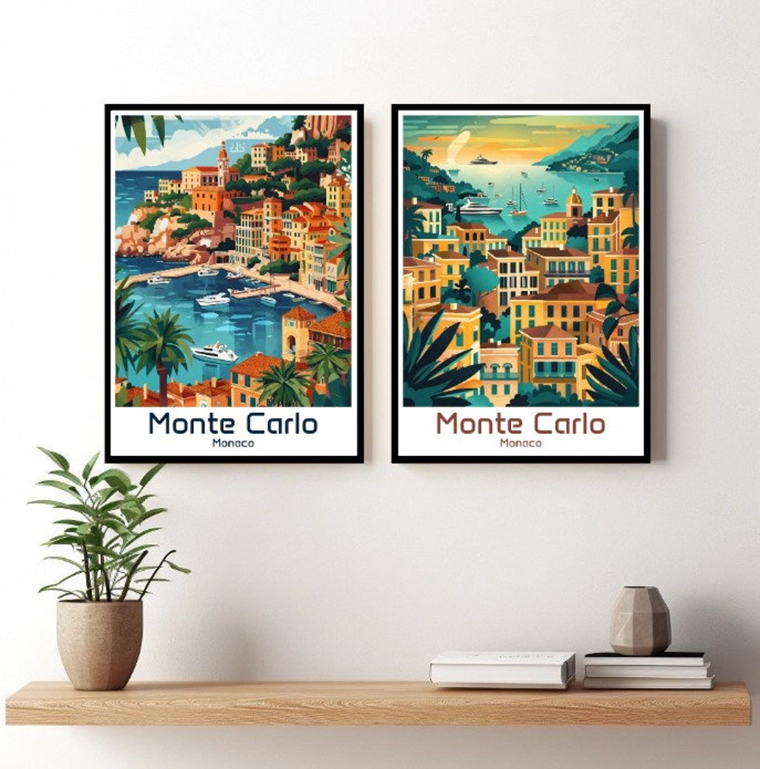 Monte Carlo Monaco Poster Travel Monaco Monte Carlo Print Canvas Poster ...