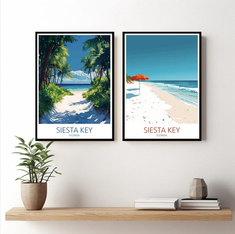 Siesta Key Florida Poster Travel Print Siesta Key Beach Roberts Bay ...