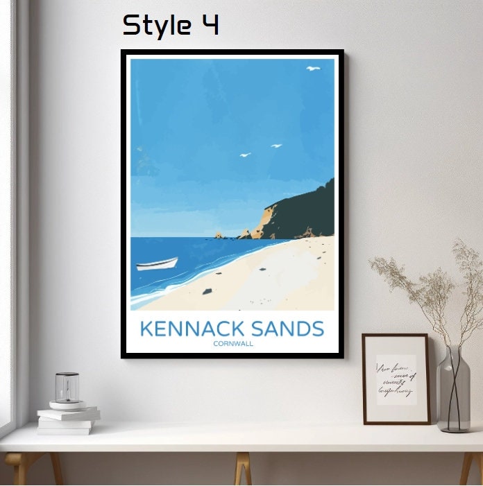 Kennack Sands Beach Cornwall Poster Travel Print Kennack Sands Beach ...