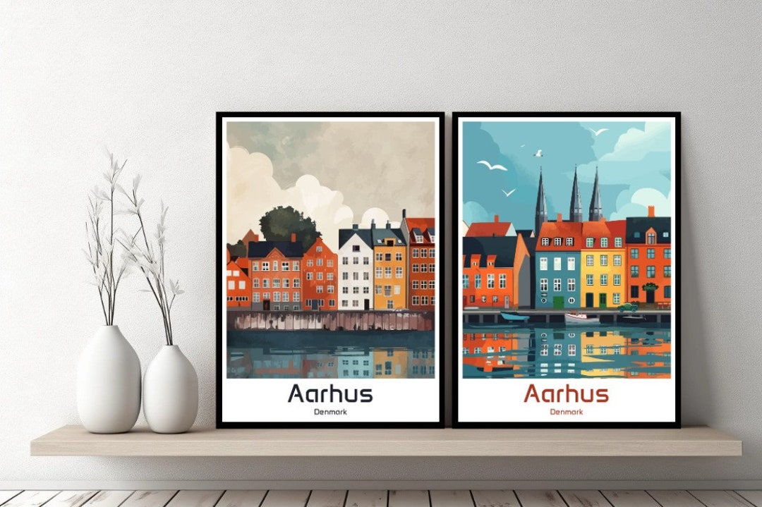 Aarhus Poster Travel Denmark Aarhus Print Canvas Poster Cityscape Art ...