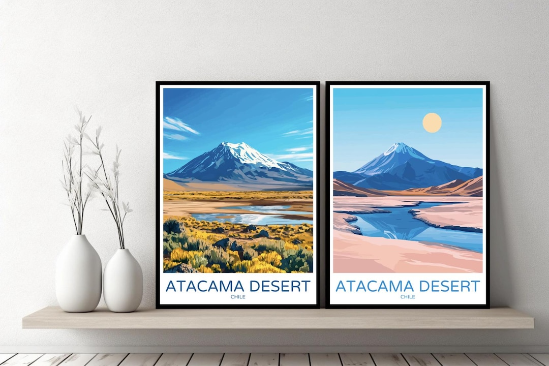 Atacama Desert Chile Poster Travel Print Atacama Desert Andes Mountains ...