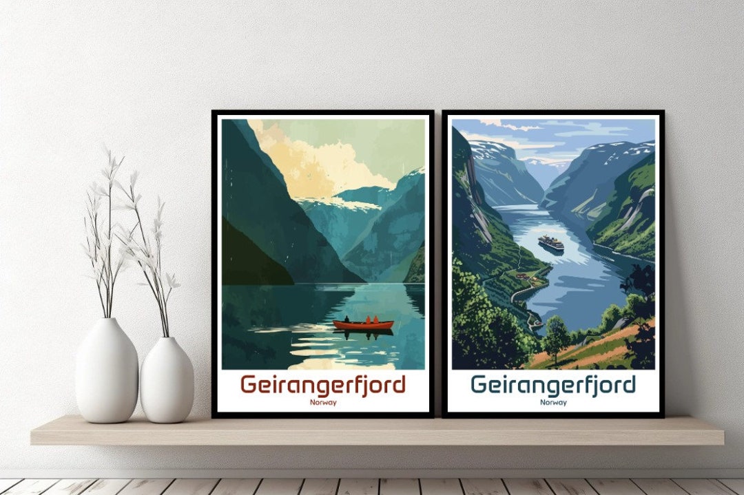 Geirangerfjord Norway Poster Travel Print Norway Geirangerfjord Canvas ...